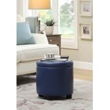 Designs4Comfort Round Accent Storage Ottoman with Reversible Tray Lid ...