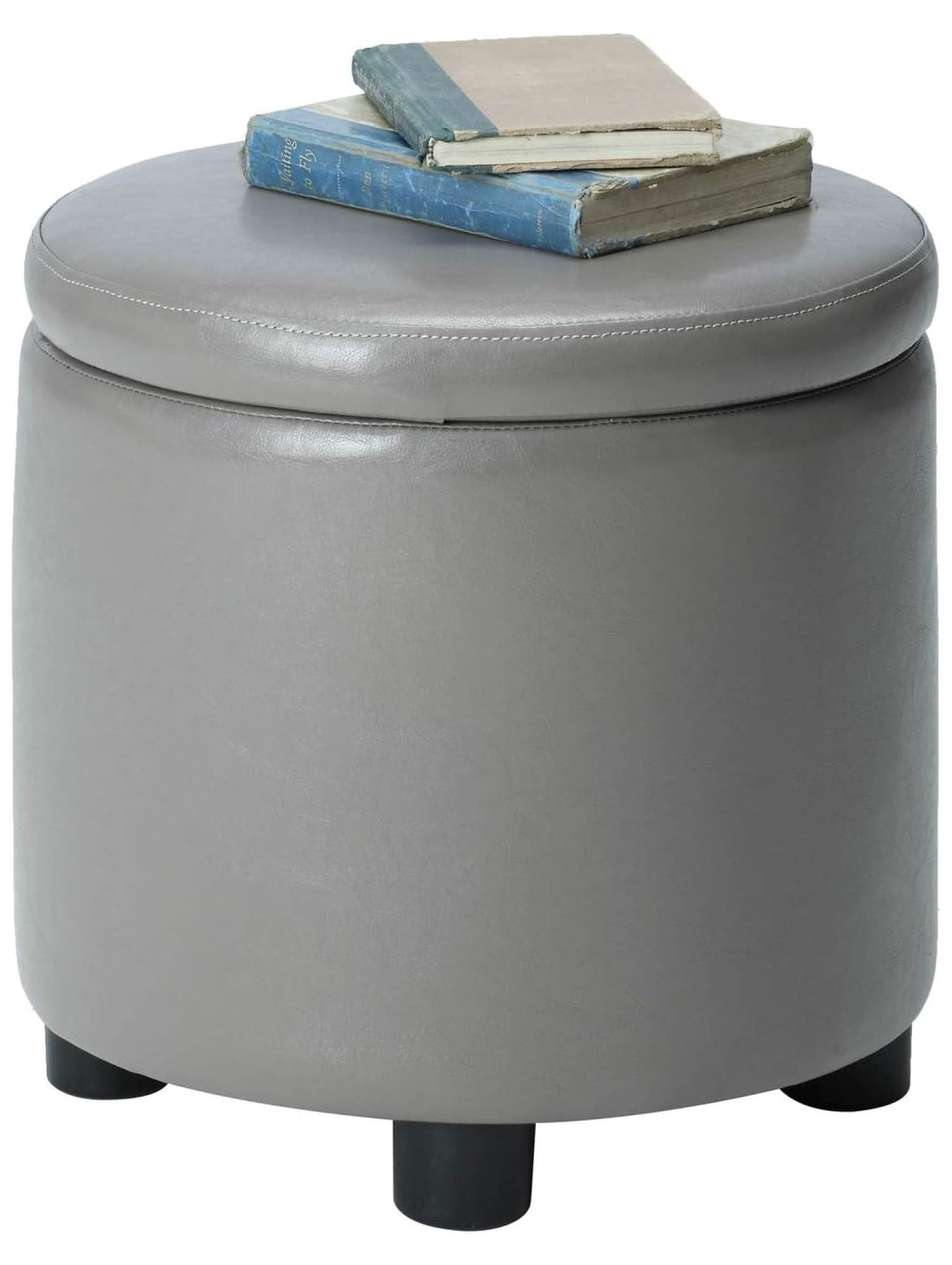 Designs4Comfort Round Accent Storage Ottoman with Reversible Tray Lid ...
