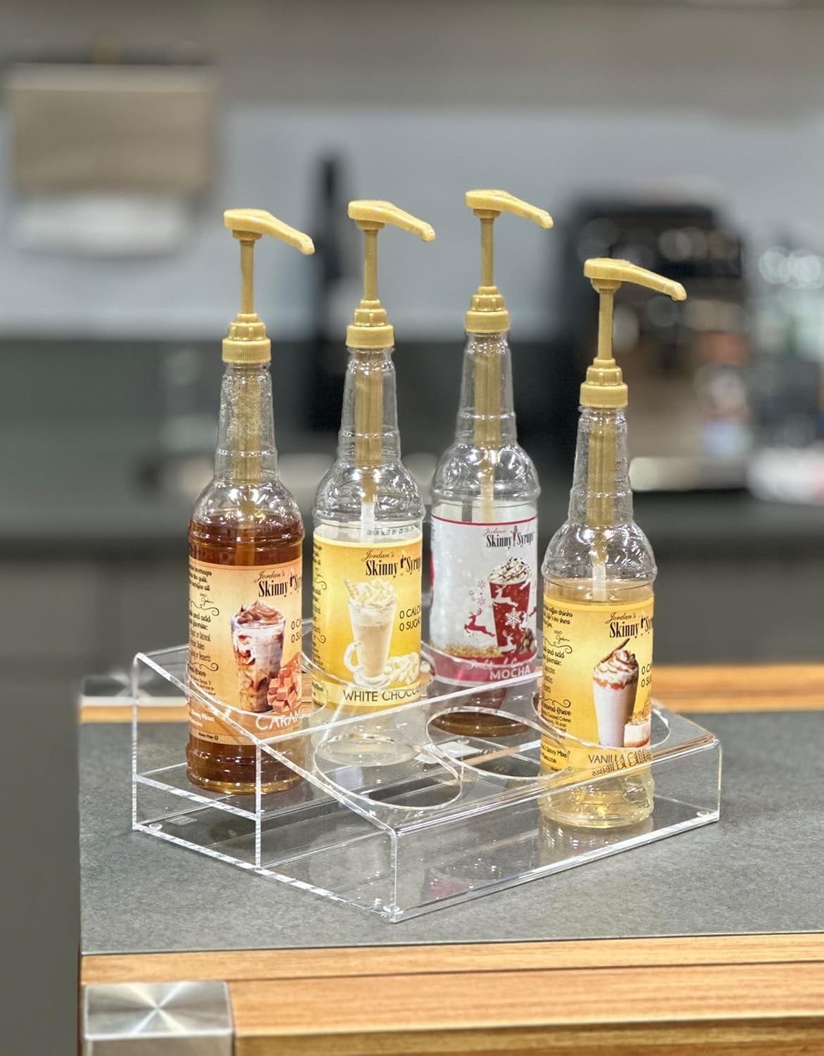 Designstyles Acrylic Coffee Syrup Organizer Rack - 2 Tier 6 Bottles ...