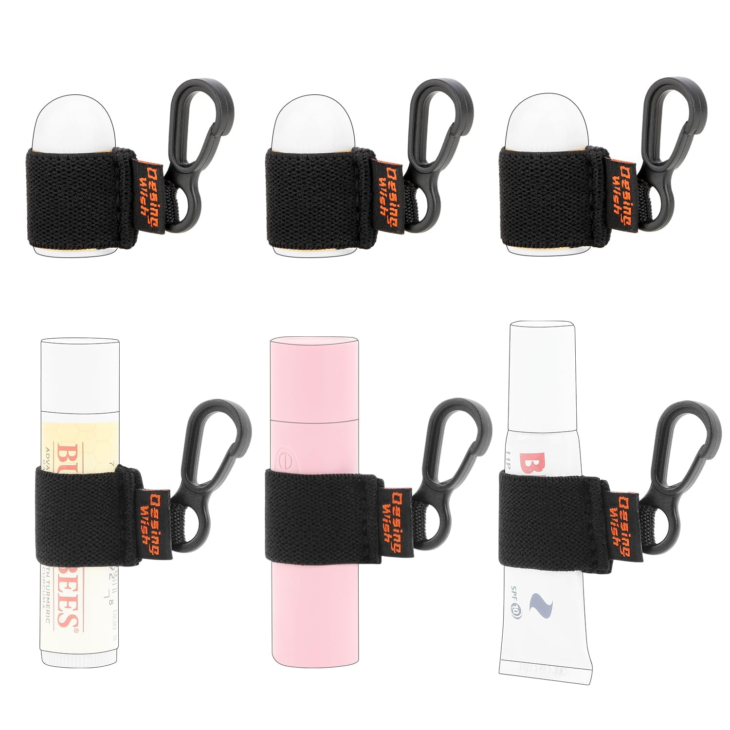 Desing Wish 6 PCS Mini Chapstick Holder Keychain Elastic Sleeve ...