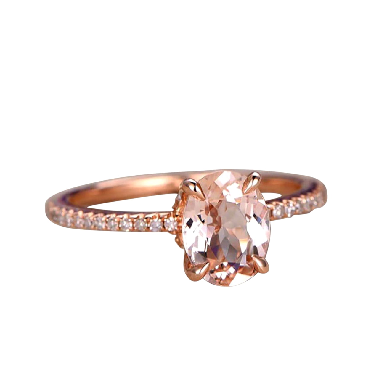 Desinger Classic 1.25 Carat Peach Pink Oval Cut Morganite and Diamond ...