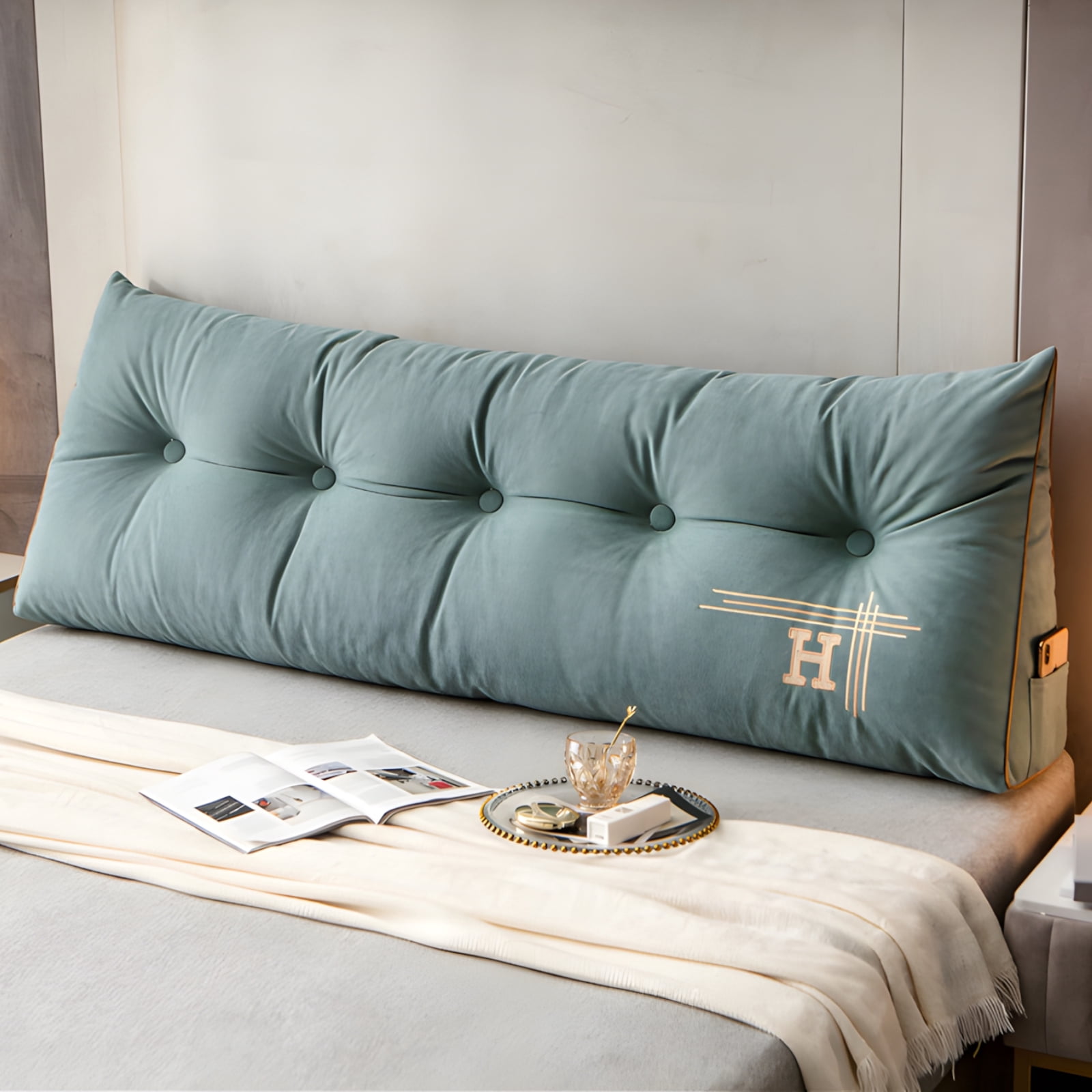 Desirable Life Headboard Wedge Pillow Twin Size, Delicate Embroidery ...