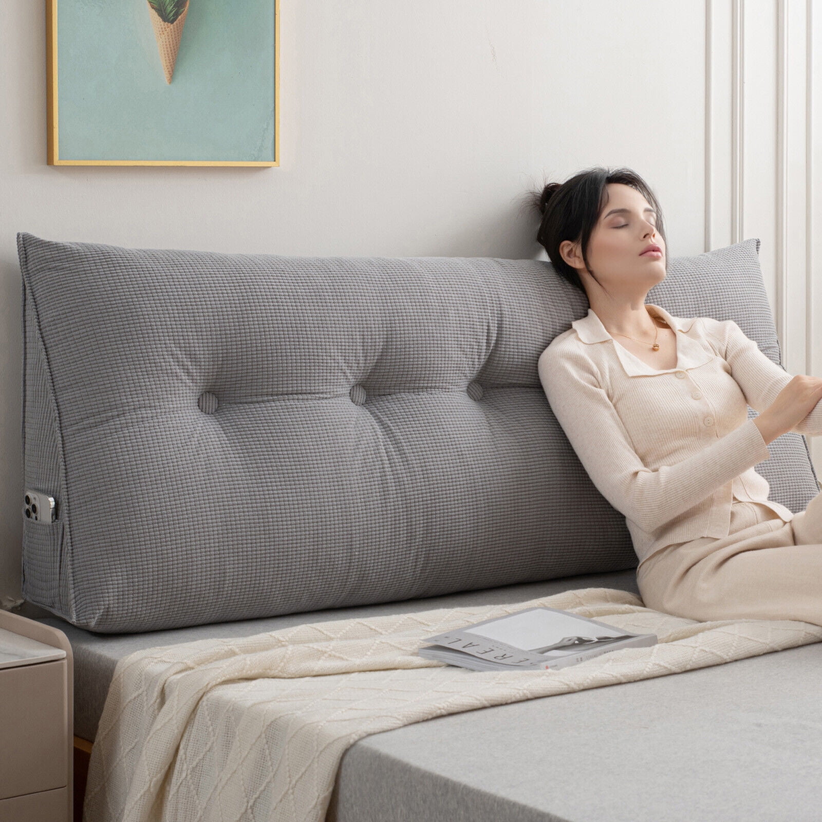 Desirable Life Triangle Headboard Pillow Full Filling Backrest ...