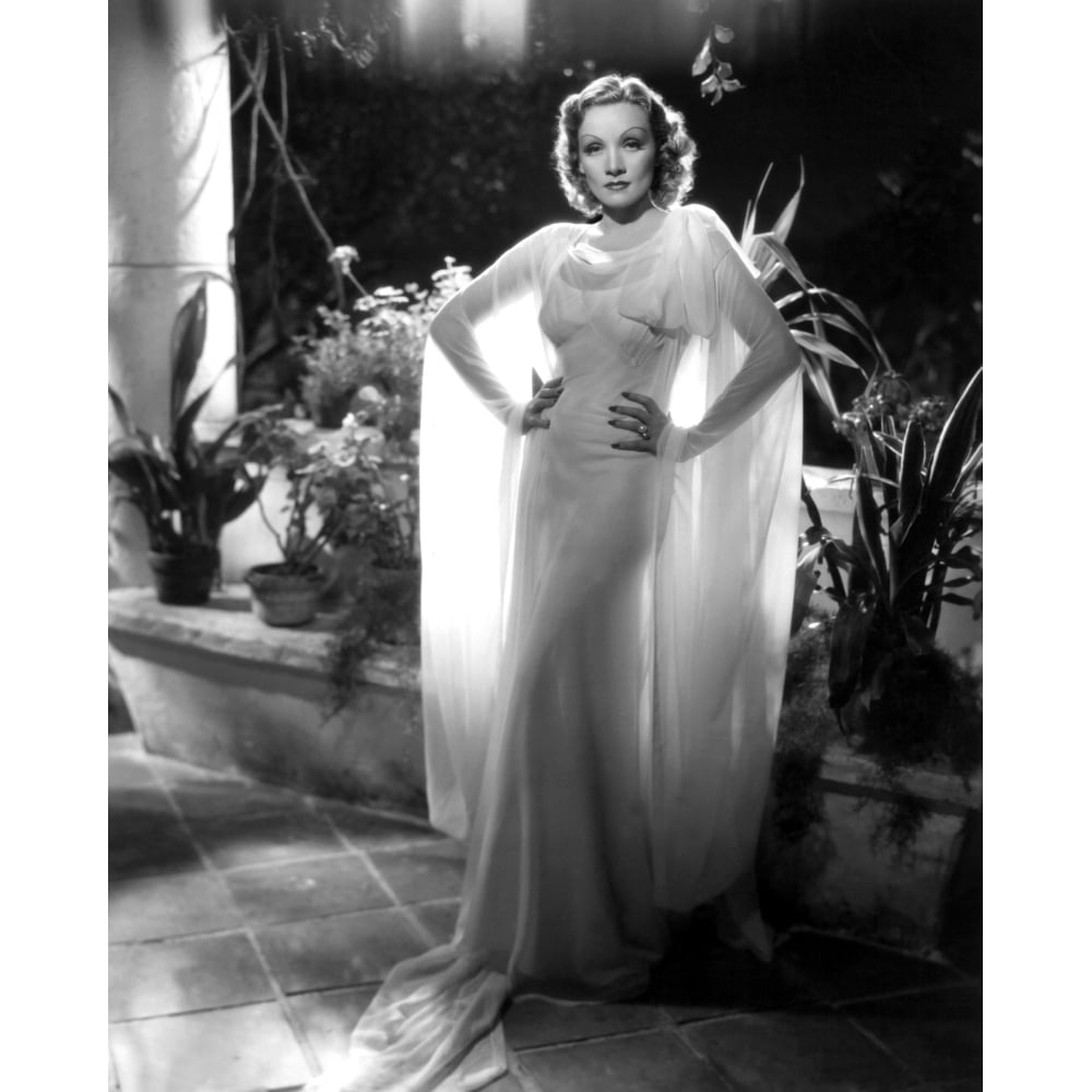 Desire Marlene Dietrich In A White Chiffon Dress Designed By Travis ...