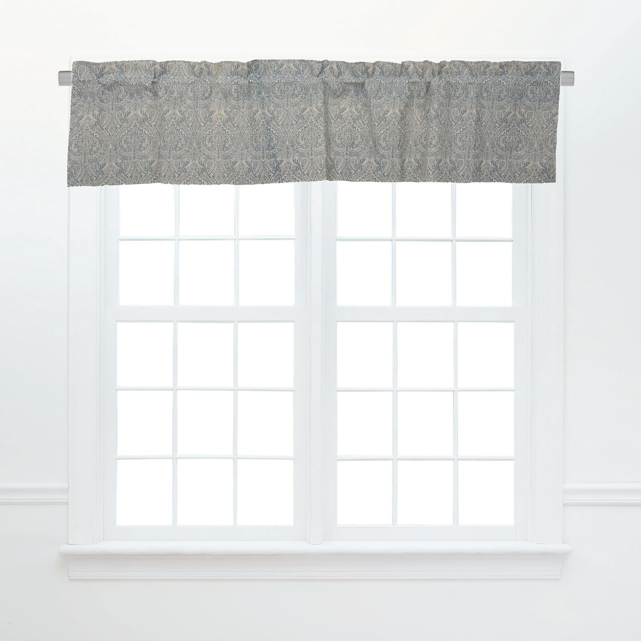 Desiree Vintage Blue 100% Cotton Set of 2 Window Valances 15" x 72 ...