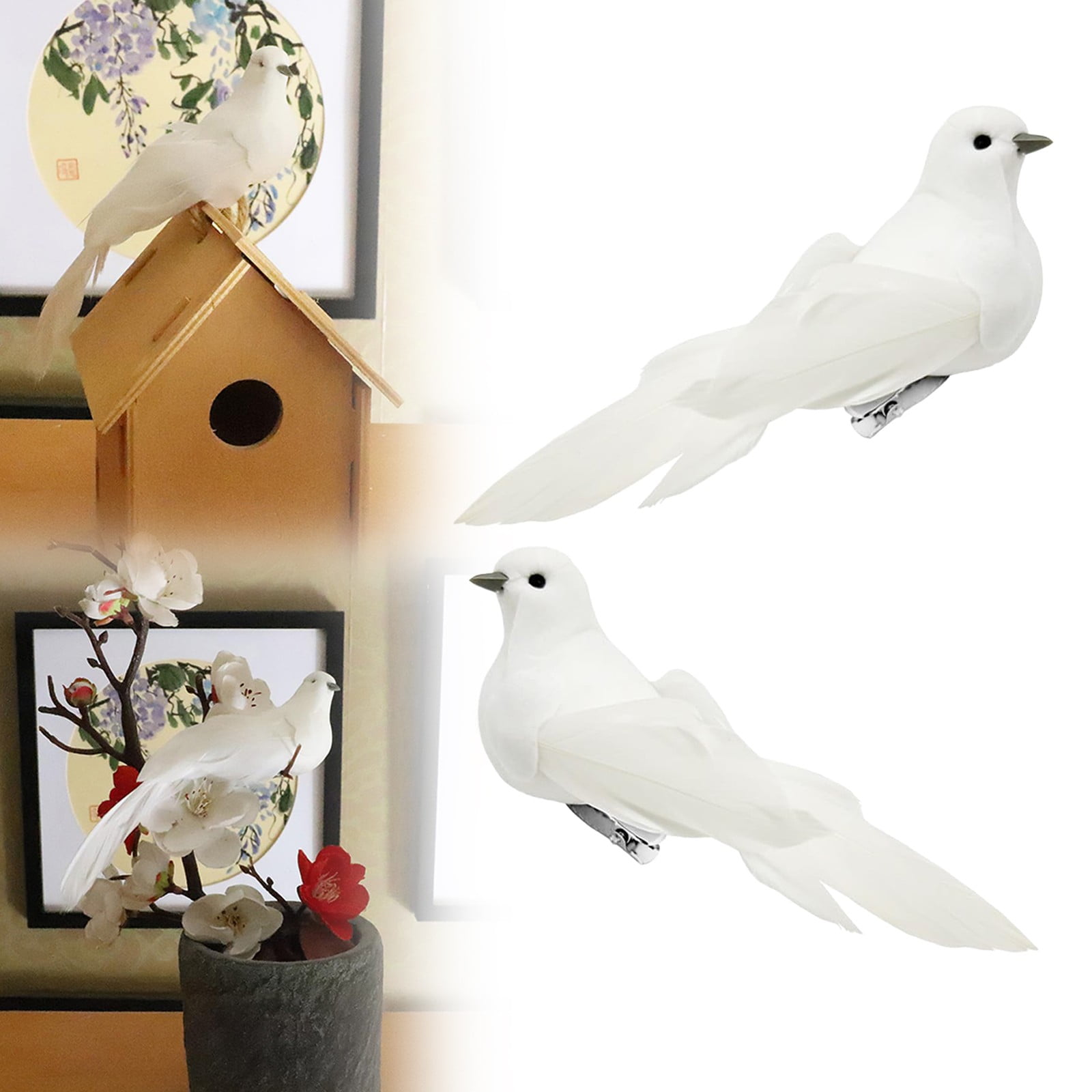 Desk Accessories Clearance! 2Pcs Decorative White Artificial Feathered ...