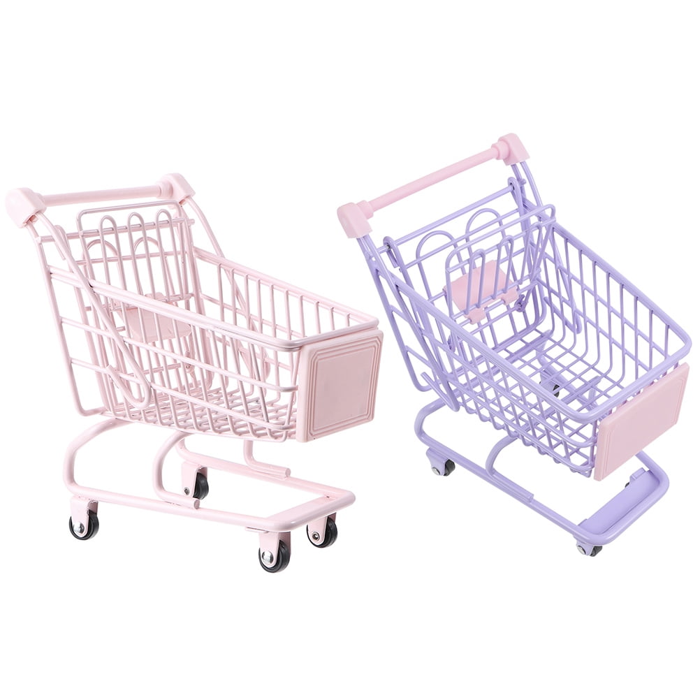 RUNROTOO Grocery Cart Kids Shopping Cart Toy Assorted Color 2Pcs ...