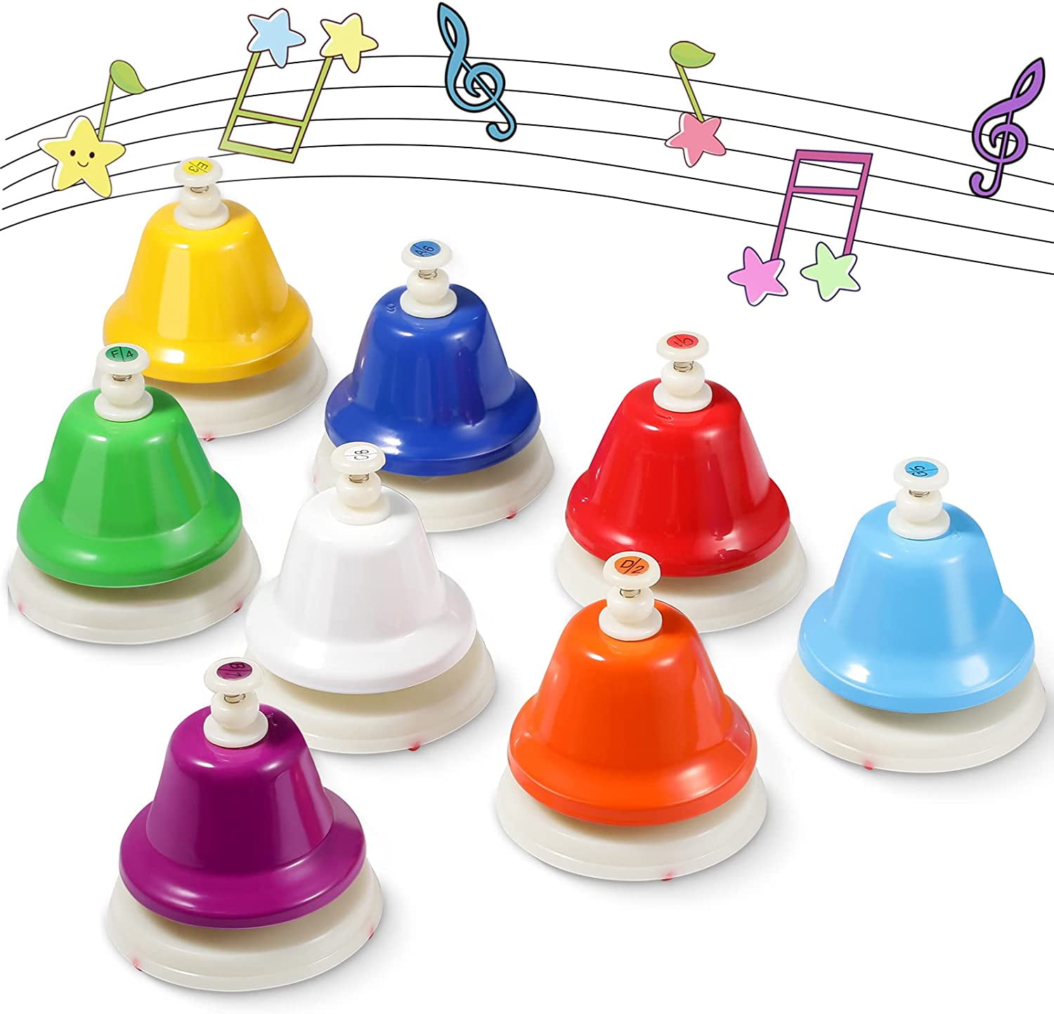 Desk Bells for Kids 8 Notes Bell Chromatic Diatonic Hand Bells Toddler ...