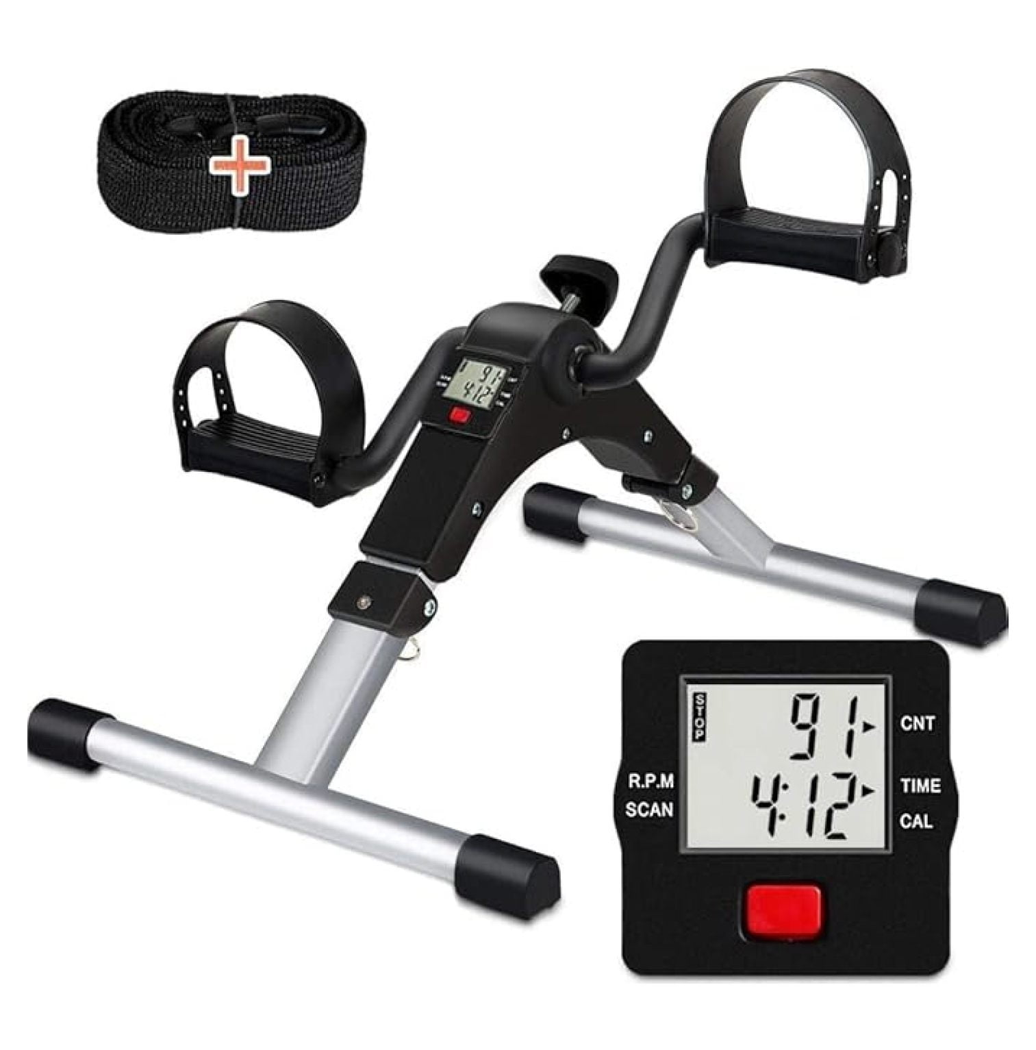 Under Desk Bike Pedal Exerciser, Foldable Mini Cycle for Leg & Arm ...