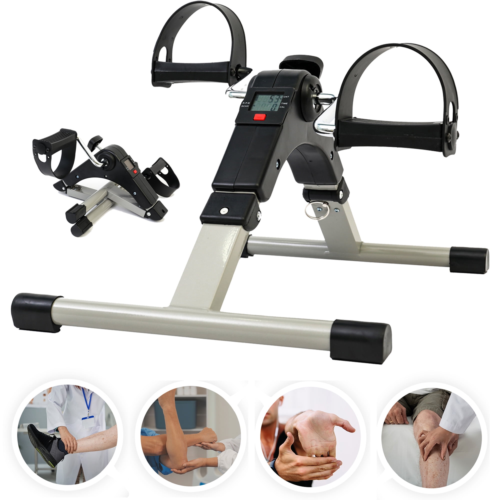 Under Desk Bike Pedal Exerciser, Fully Assembled Folding Pedal ...