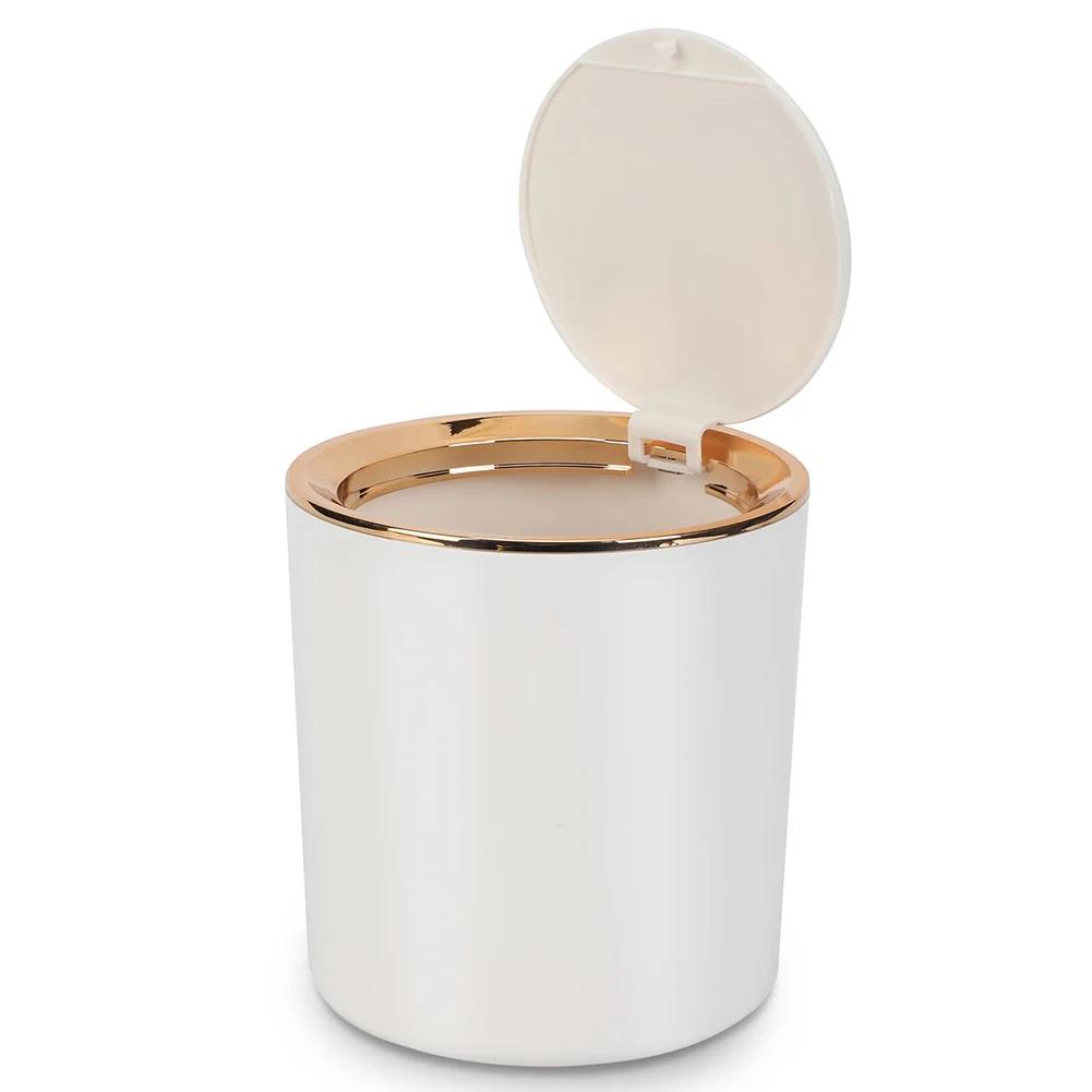 Desk Bin with Lid Mini Table Trash Can 15 * 14.5cm Portable Small ...