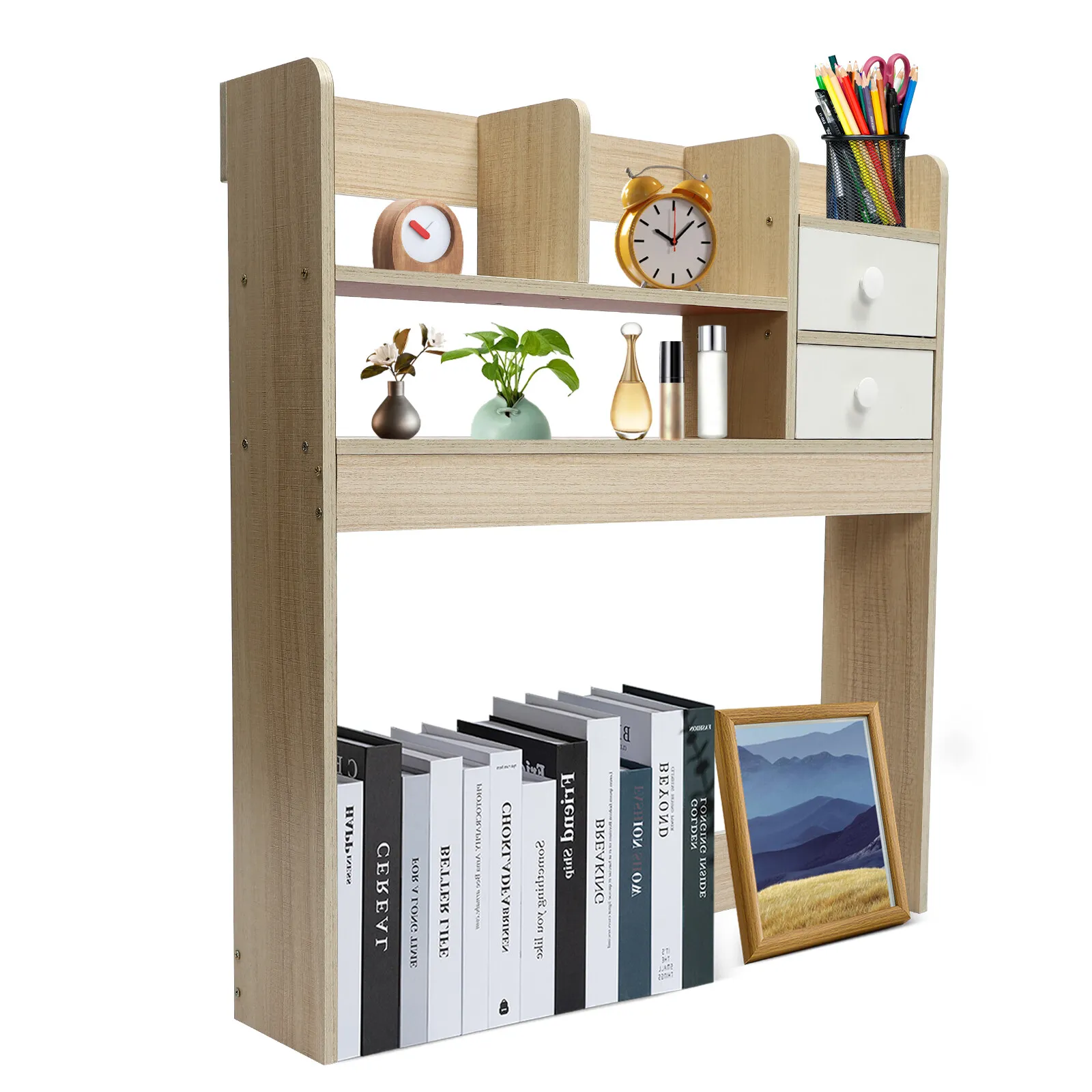 Desk Bookshelf Desktop Organizer Display Shelf Dorm Office Desk Book ...
