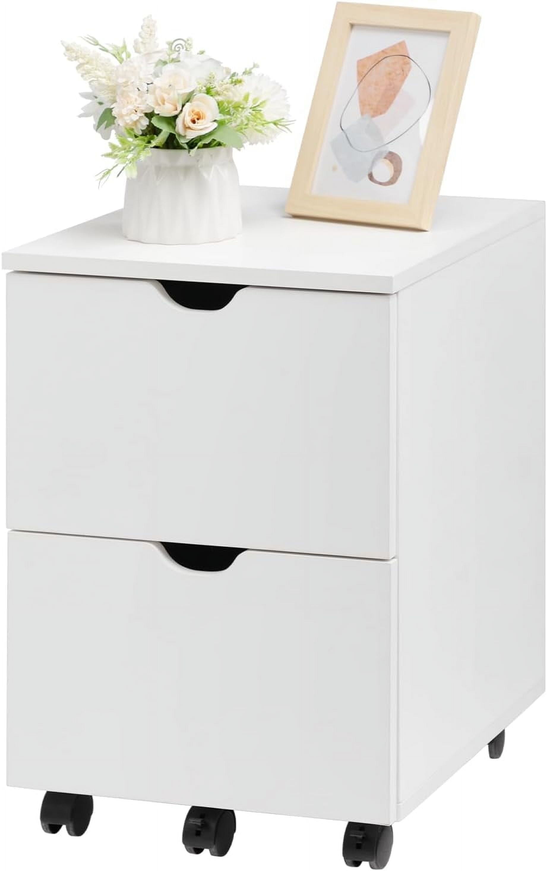 Under Desk Cabinet, Deep 2-Drawer Mobile Wood Cabinet, Storage Cabinet ...