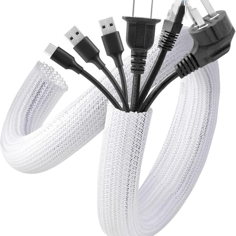 Desk Cable Management,White Extension Cord Hider,Easy Install Cable ...