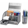 Desk Caddy Organizer Set (Silver Gray) - Metal Mesh Desktop Caddy with ...