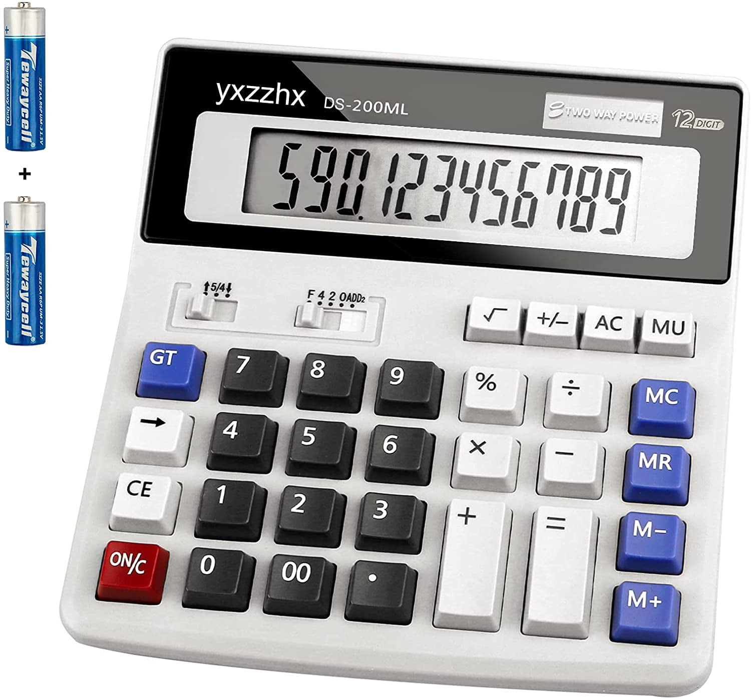 Desk Calculator 12 Digit Extra Lar 4.3-Inch LCD Display, Two Way Power ...