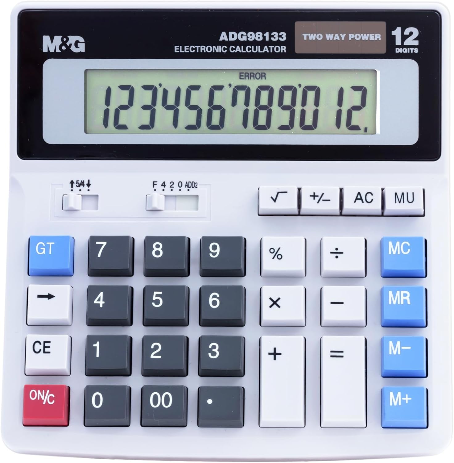 Desk Calculator 12 Digit Extra Large LCD Display, Dual Solar Power and Battery, Accounting ...