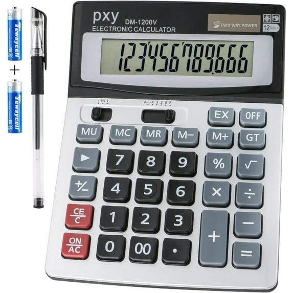 Desk Calculator 12 Digit Extra Large LCD Display, Touch Comfortable ...