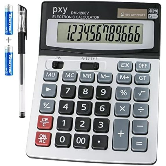 Desk Calculator 12 Digit Extra Large LCD Display, Touch Comfortable ...
