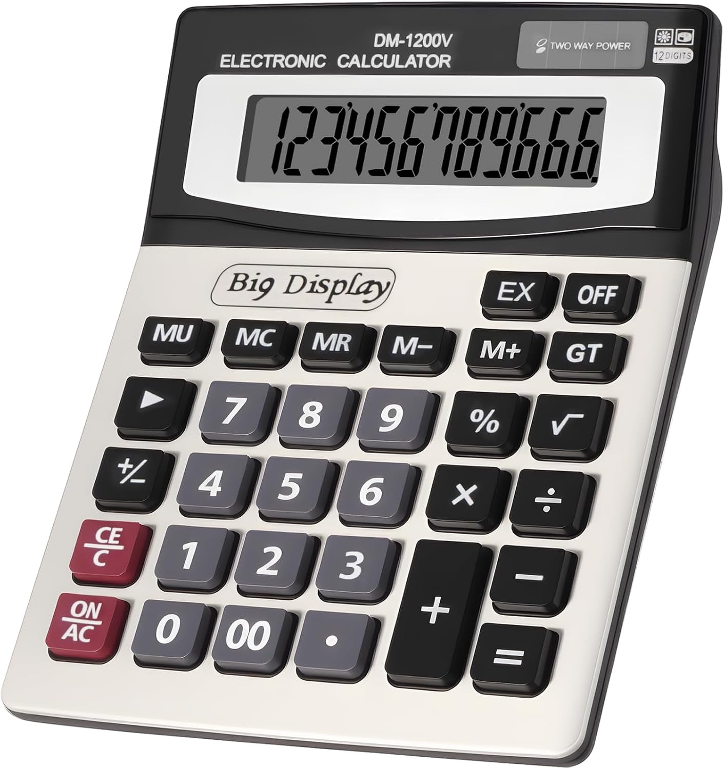 Desk Calculator, Extra Lar 4in LCD Display, 12 Digits, Solar & Battery ...