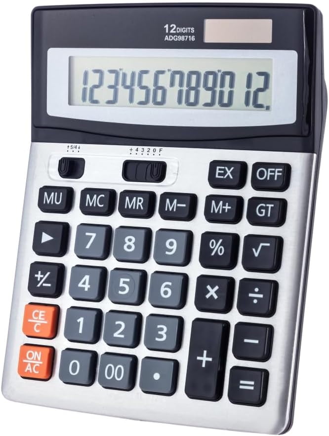 Desk Calculator Office Calculators with Large LCD Display, Dual Solar ...