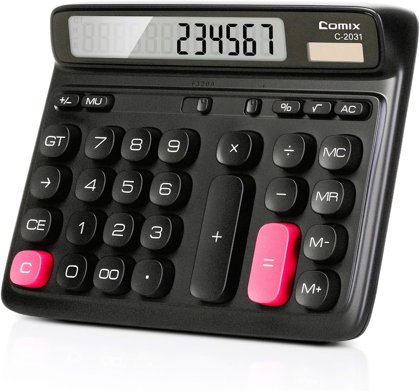 Desk Calculator with 12 Digits Large LCD Display, Solar Battery Dual ...