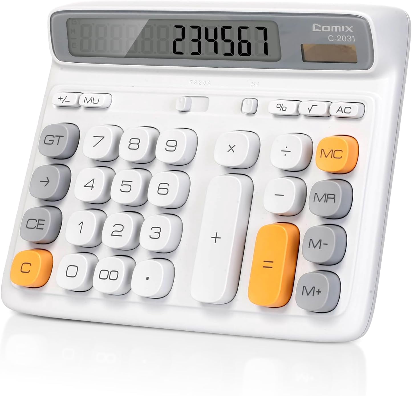 Desk Calculator with 12 Digits Large LCD Display, Solar Battery Dual ...