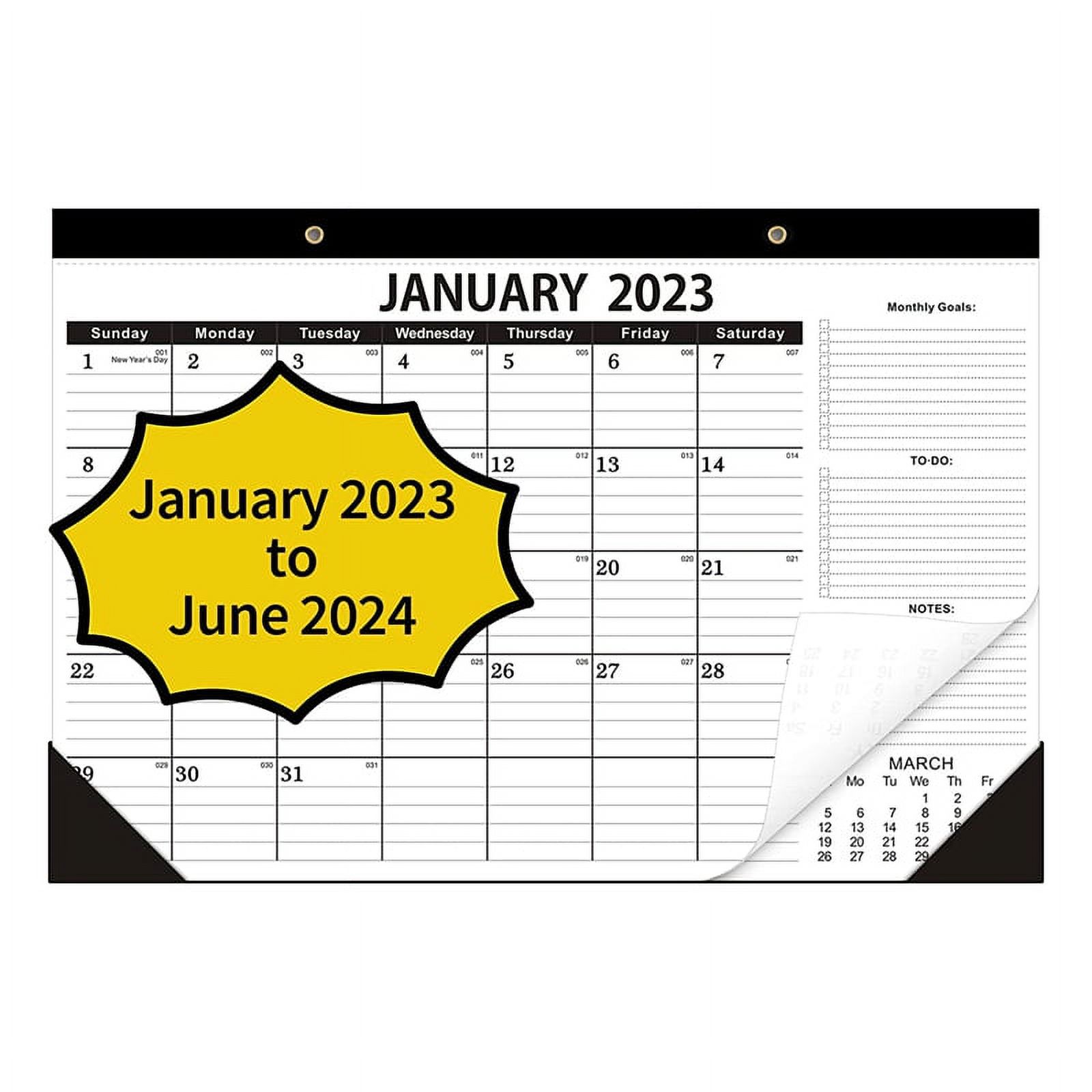 Desk Calendar 2023 - January 2023- June 2024,18-Month Wall Calendars,17 ...