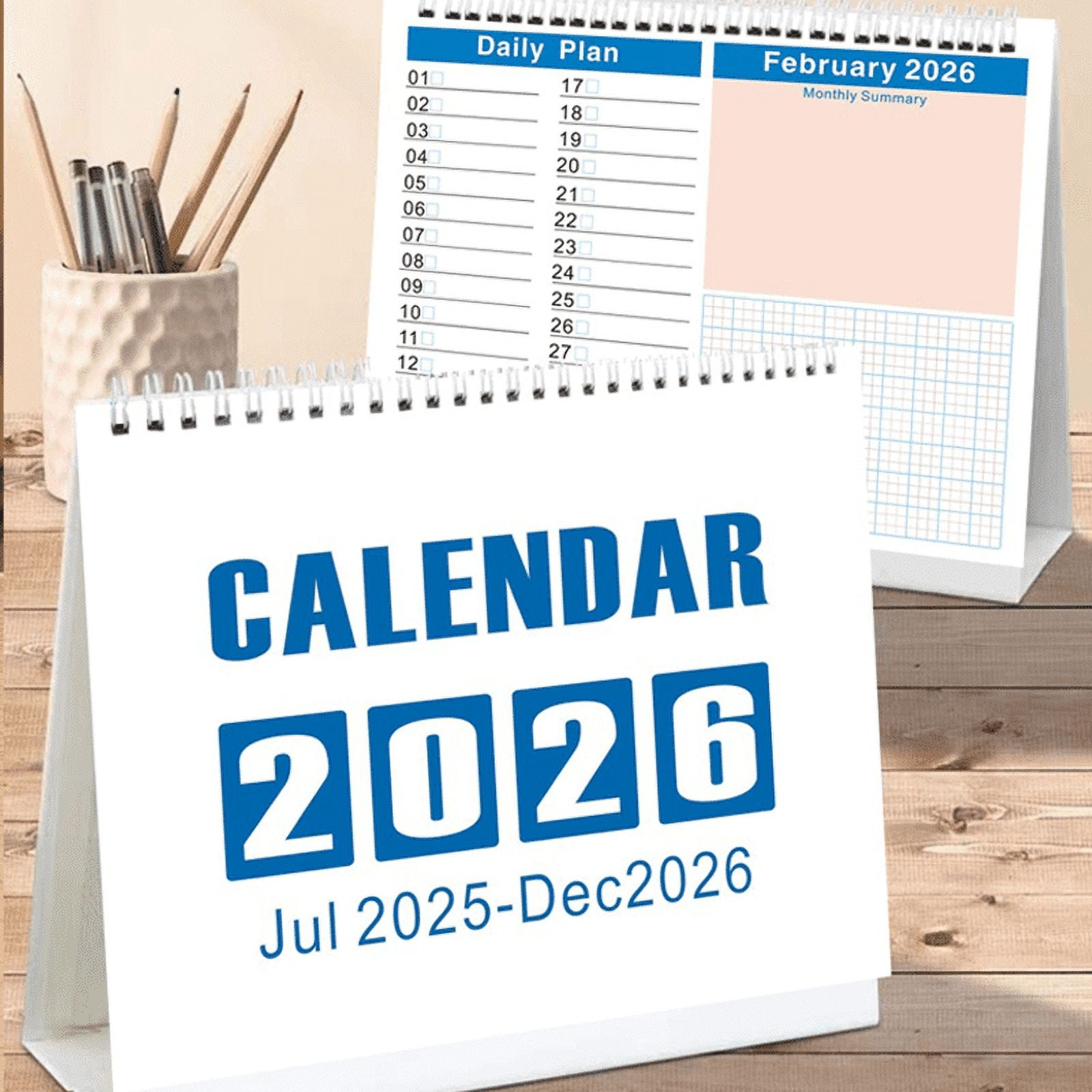 Desk Calendar 2025-2026 Monthly Planner | Double Binding | Inside Pockets | Monthly Tabs ...