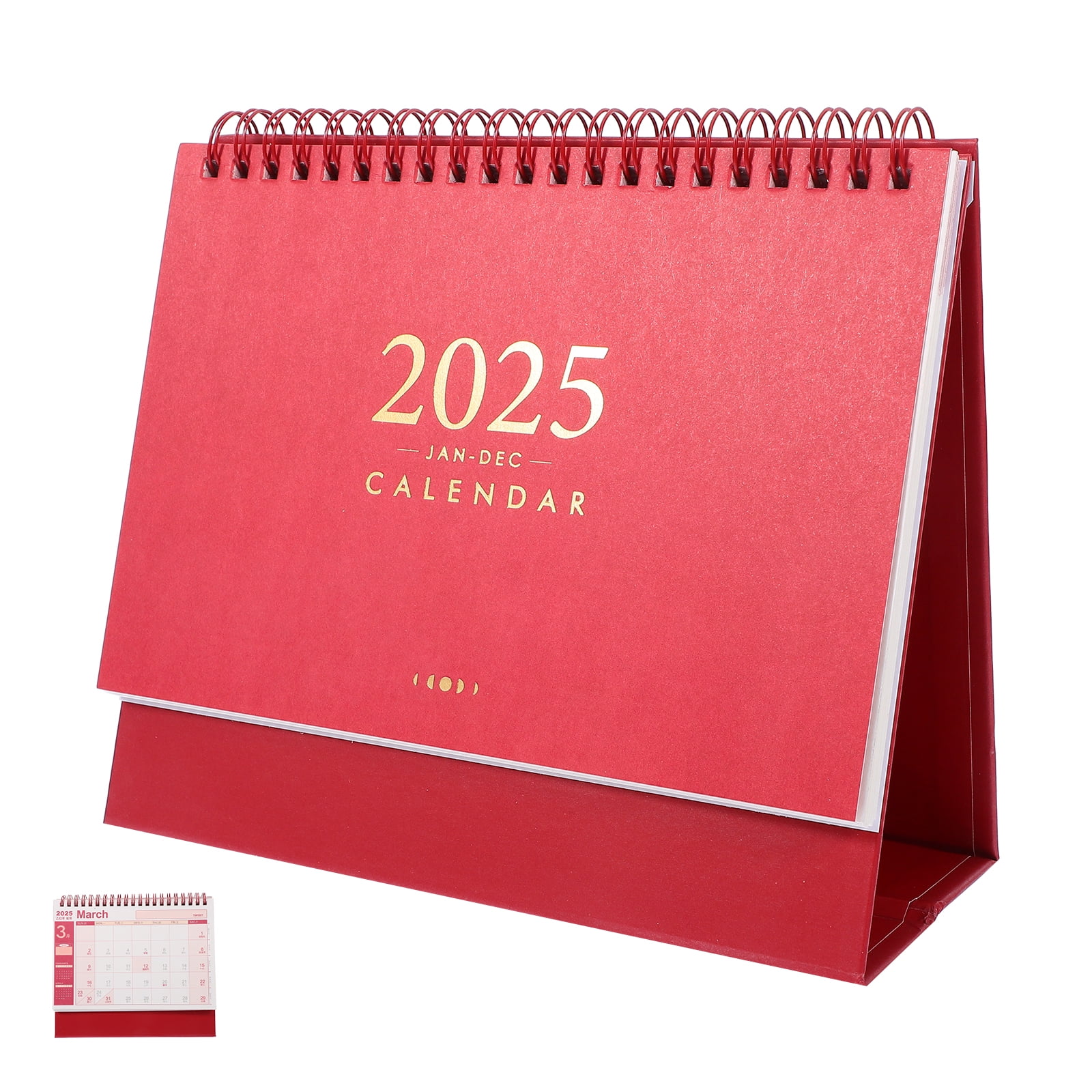 HOMEMAXS Desk Calendar 2025 Paper Flip Calendar for Decor with Dark Red ...