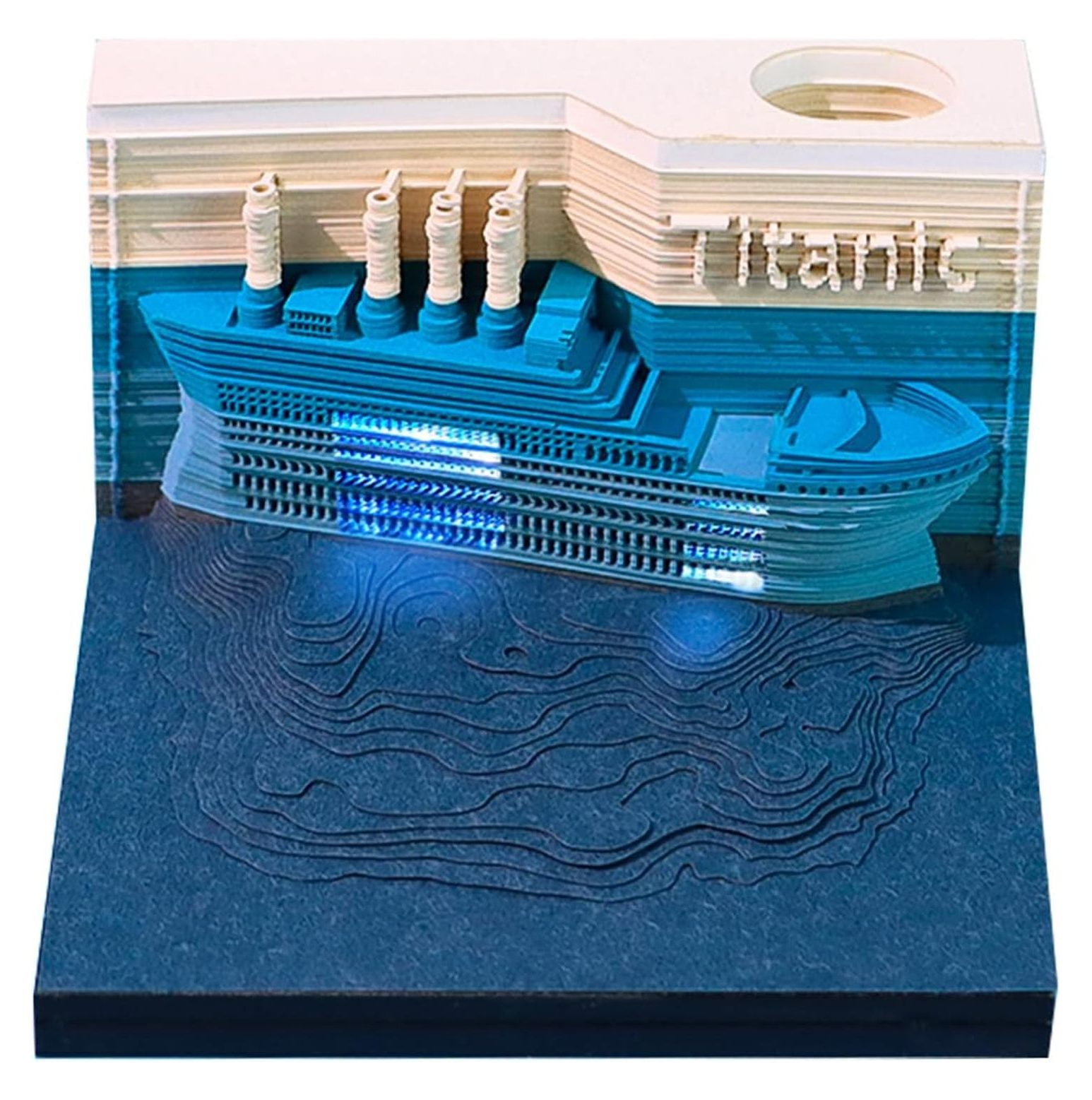 Desk Calendar 2025 Titanic Ship Model 3D Memo Pad Paper Notes With LED ...