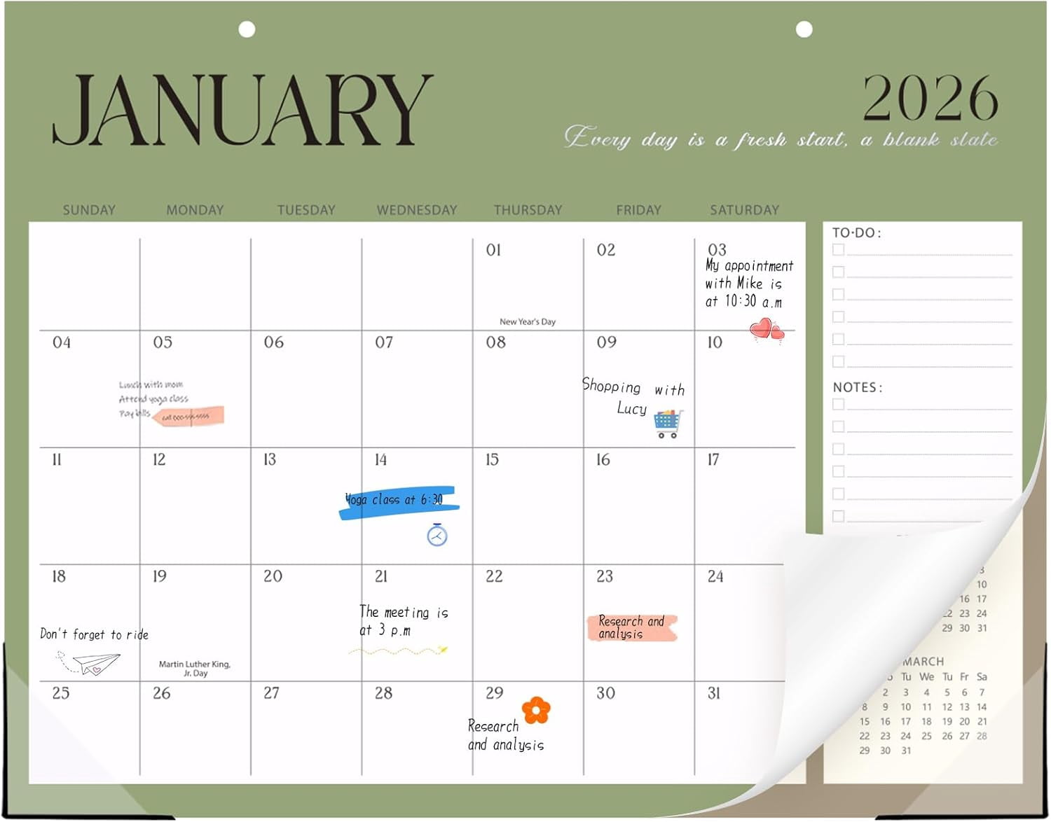 Desk Calendar 2026-2027, 14.3" x 11.2" 18 Month Wall Calendar Runs from ...