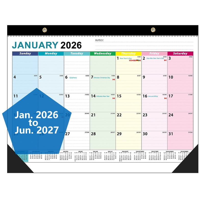 Desk Calendar 2026-2027 Large 22" x17", Wall Calendar from January 2026 ...