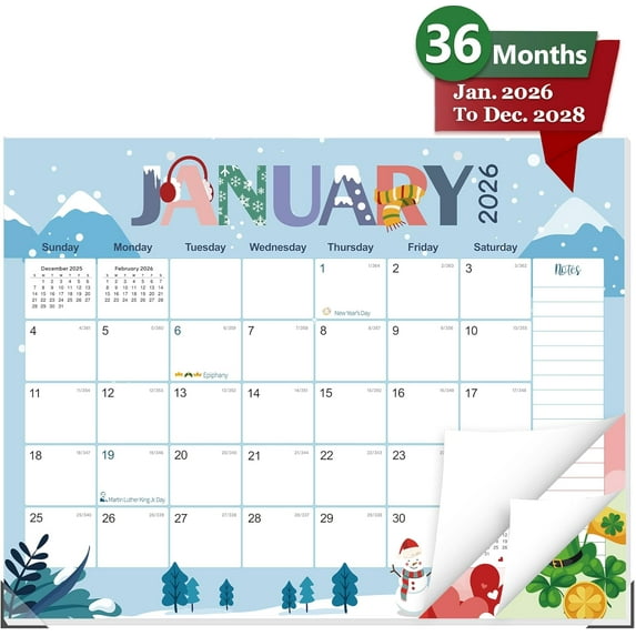 Desk Calendar 2026-2028,36 Months 22" x 17" Large Calendar from January ...