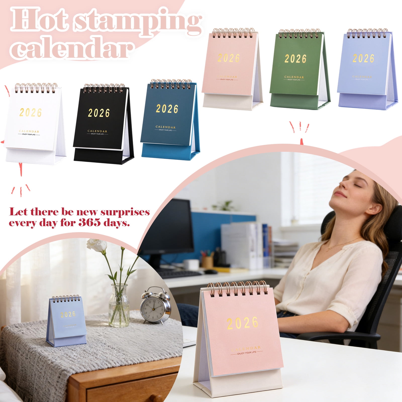 Desk Calendar 2026, Small Desktop Flip Calendar for Planning and ...