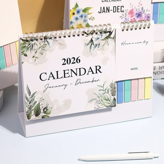 Desk Calendar 2026, Standing Desktop Calendar 12 Months, 2 in 1 Flip ...