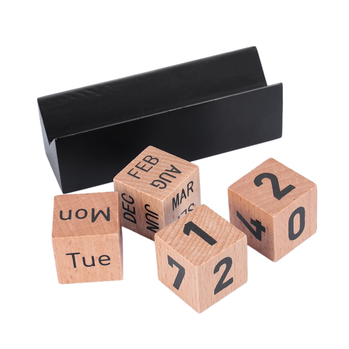 OFFIGAM Cube Calendar Wood Desk Ornament with Vintage Style for Office ...
