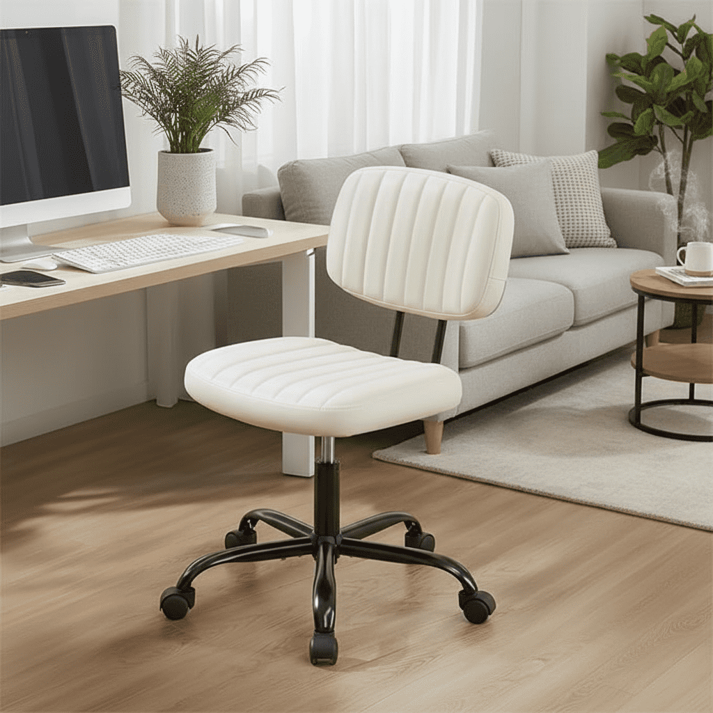 Desk Chair, Armless Activity Chair with Wheels, Comfy Low Back Swivel ...