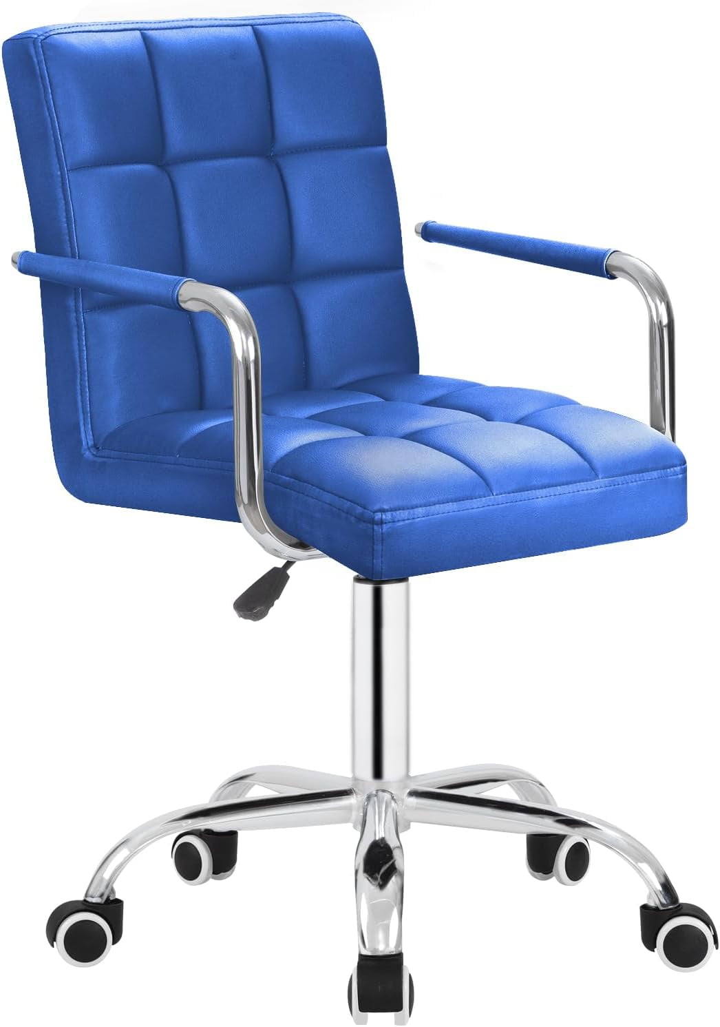 Desk Chair Modern Office Chair with Wheels Vanity Chair PU Leather Mid ...