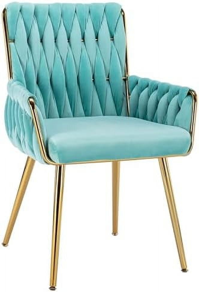 Desk Chair No Wheels 1PC, Modern Woven Velvet Vanity Chair with Back ...