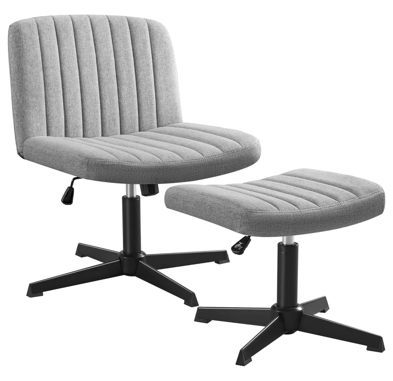 Desk Chair No Wheels Arms, Armless Office Chair with Ottoman, Cross ...