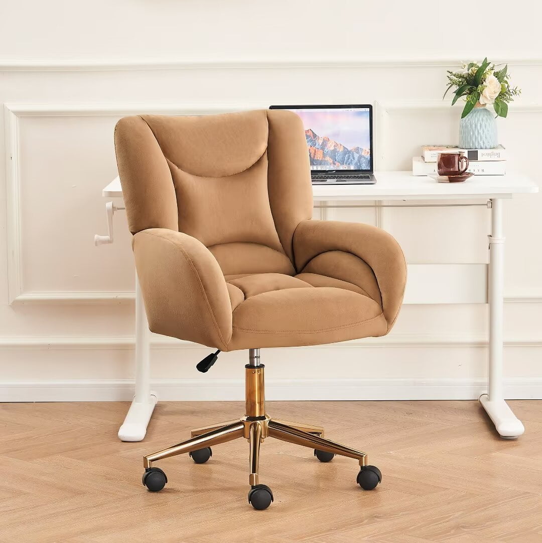 Desk Chair with Wheels and Arms Velvet Comfortable Desk Chair for Home ...