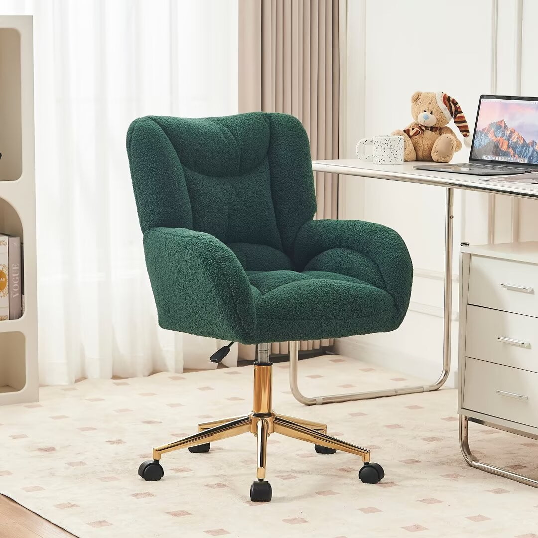 Desk Chair with Wheels and Arms Velvet Comfortable Desk Chair for Home ...
