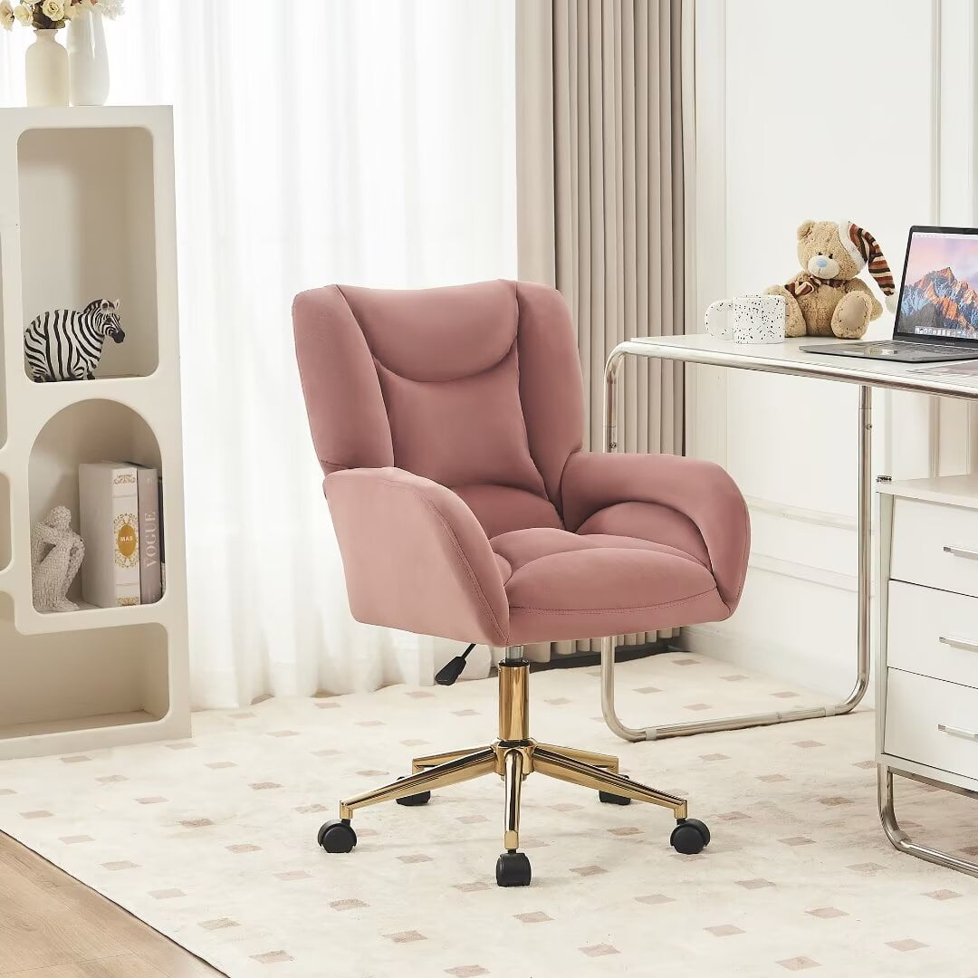 Desk Chair with Wheels and Arms Velvet Comfortable Desk Chair for Home ...