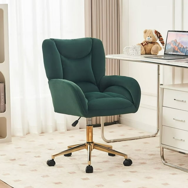 Desk Chair with Wheels and Arms Velvet Comfortable Desk Chair for Home ...