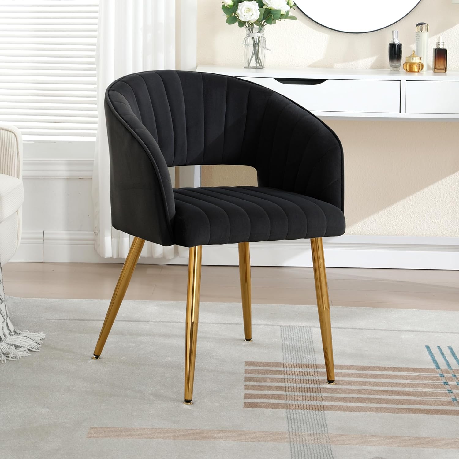 Desk Chair with Wheels Corduroy Home Office Chair Swivel Armchair Gold ...