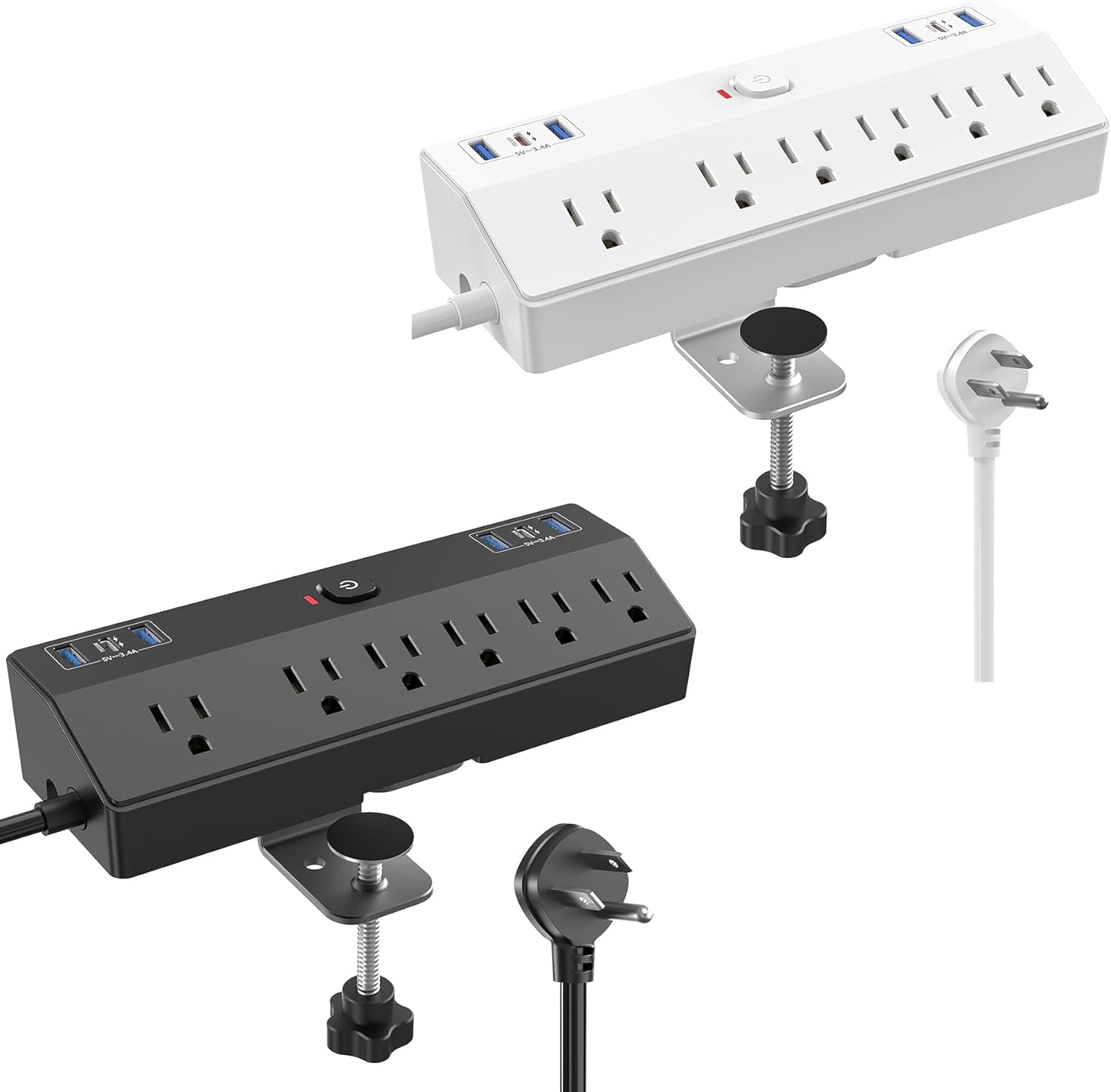 Desk Clamp Power Bar with 40W Fast Charging Station, Removable Fast ...