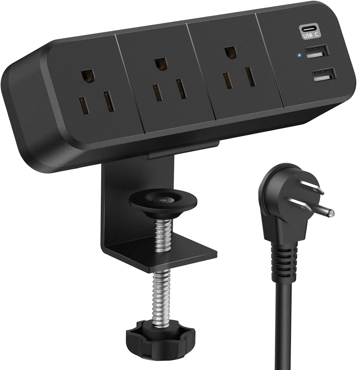 Desk Clamp Power Strip with 2 USB-A and 1 USB-C Ports, 3 AC Outlets ...
