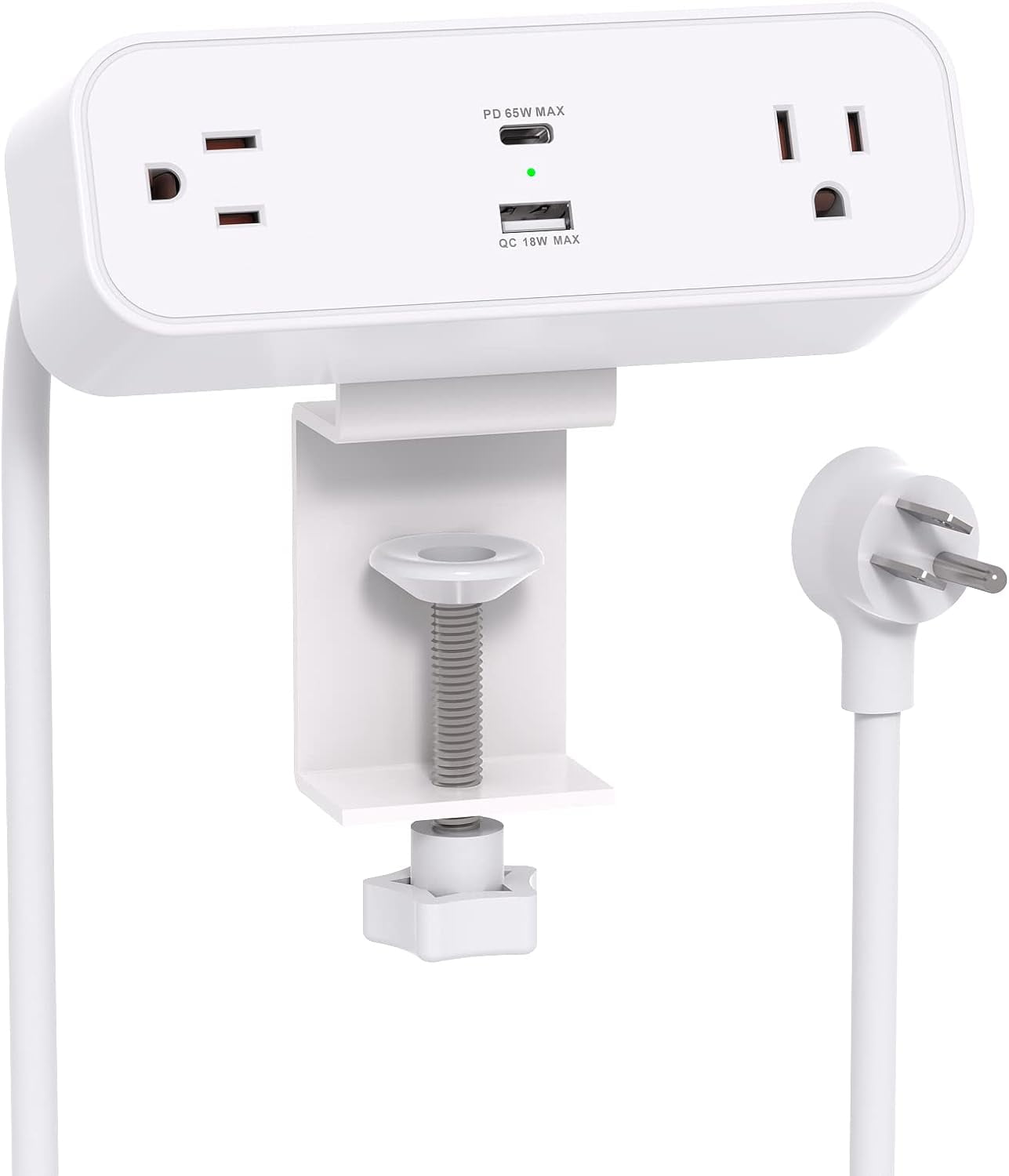 Desk Clamp Power Strip, 65W 10ft Desk Power Strip - 2 Outlets Desktop ...