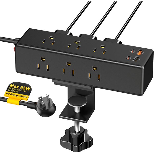 Desk Clamp Power Strip USB C, GaN PD 65W Fast Charging Station for ...